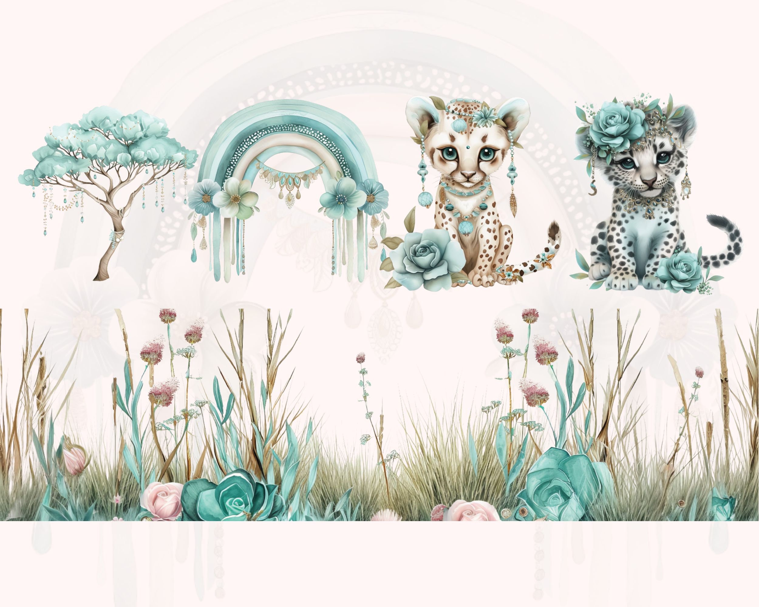 Boho Safari Animal Clipart Cute Safari Animals Clipart Png Jungle ...