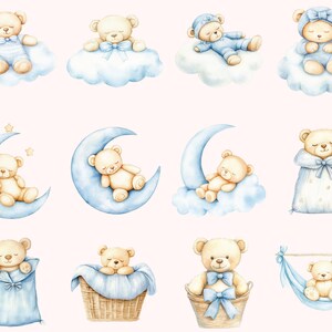 Blue Teddy Bear Clipart | Sleepy Teddy Bears | Bear PNG | Cute ...