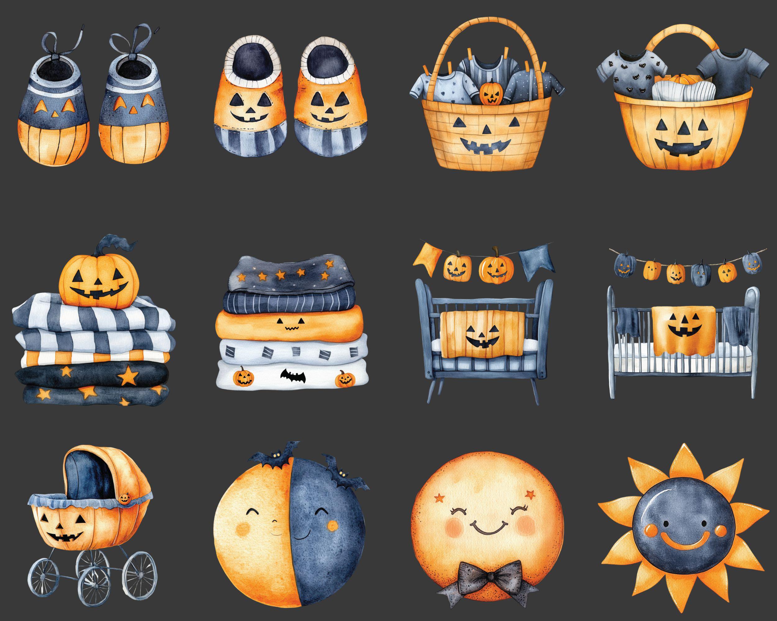 Baby is Brewing | Halloween Baby Shower Clipart | Cute Halloween Baby ...