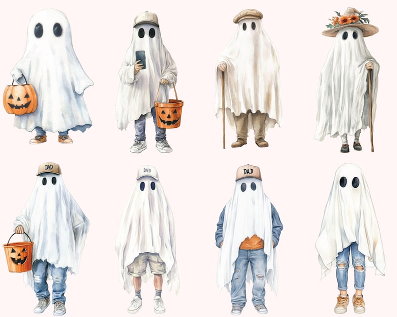 Halloween Ghost Family Clipart | Family Halloween PNG | Halloween ...