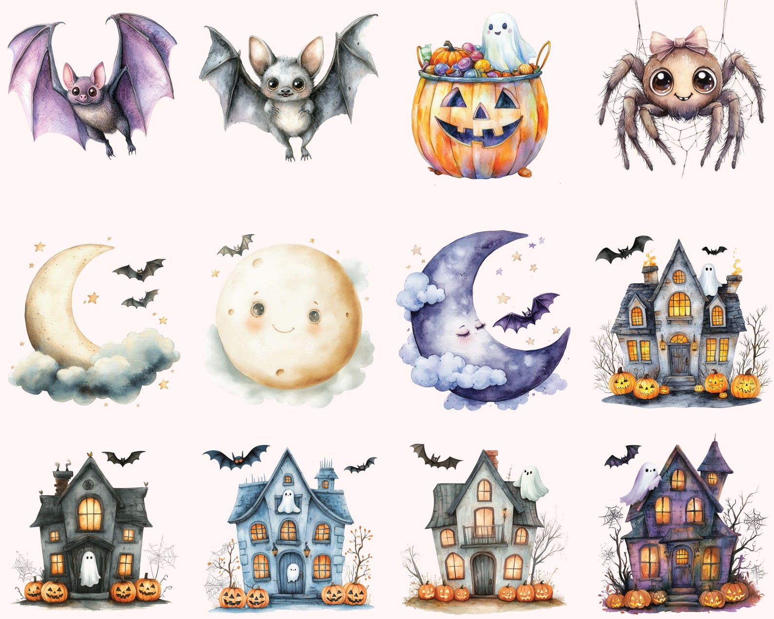 Cute Halloween Clipart | Watercolor Halloween Clipart | Cute Monster ...