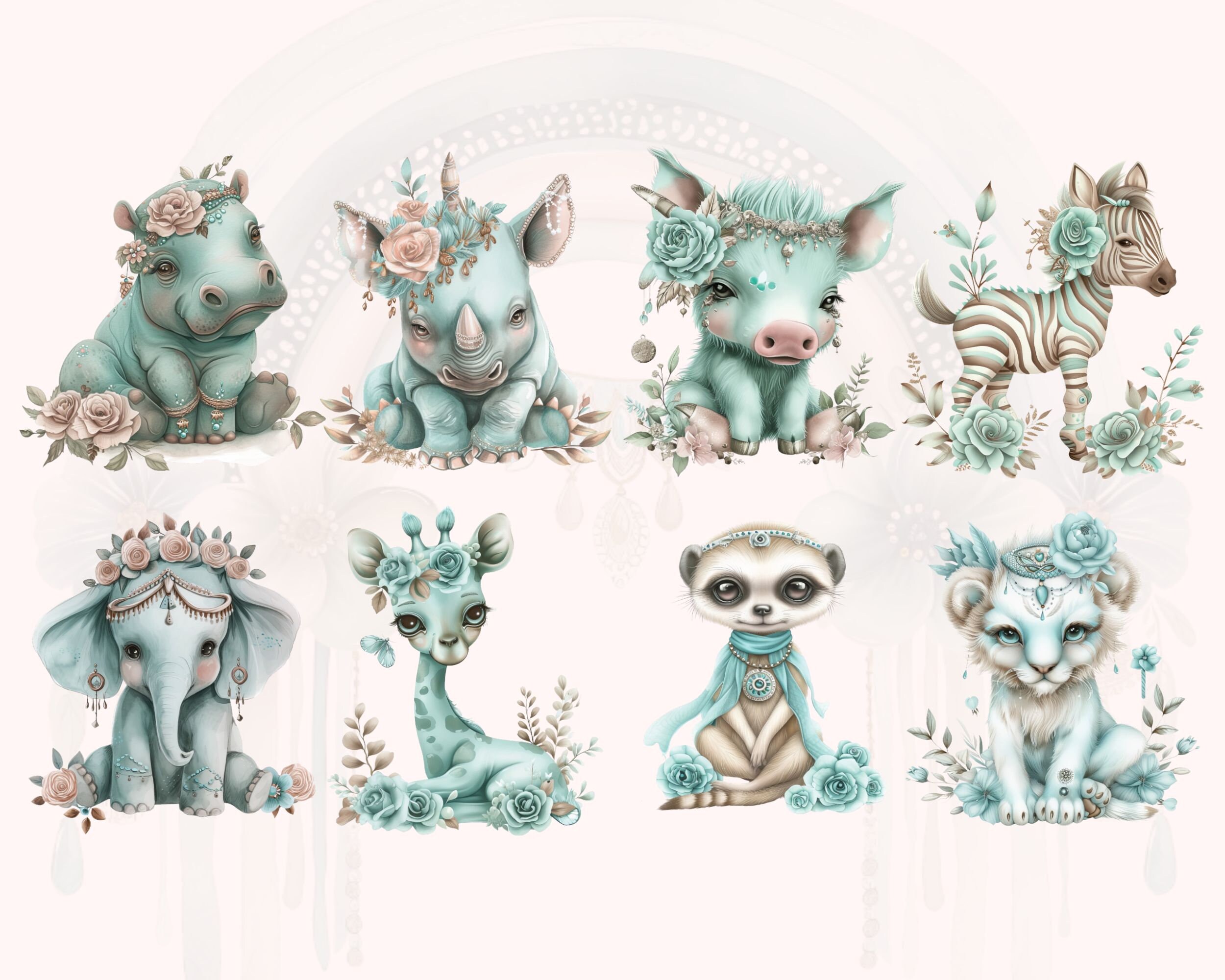 Boho Safari Animal Clipart Cute Safari Animals Clipart Png Jungle ...