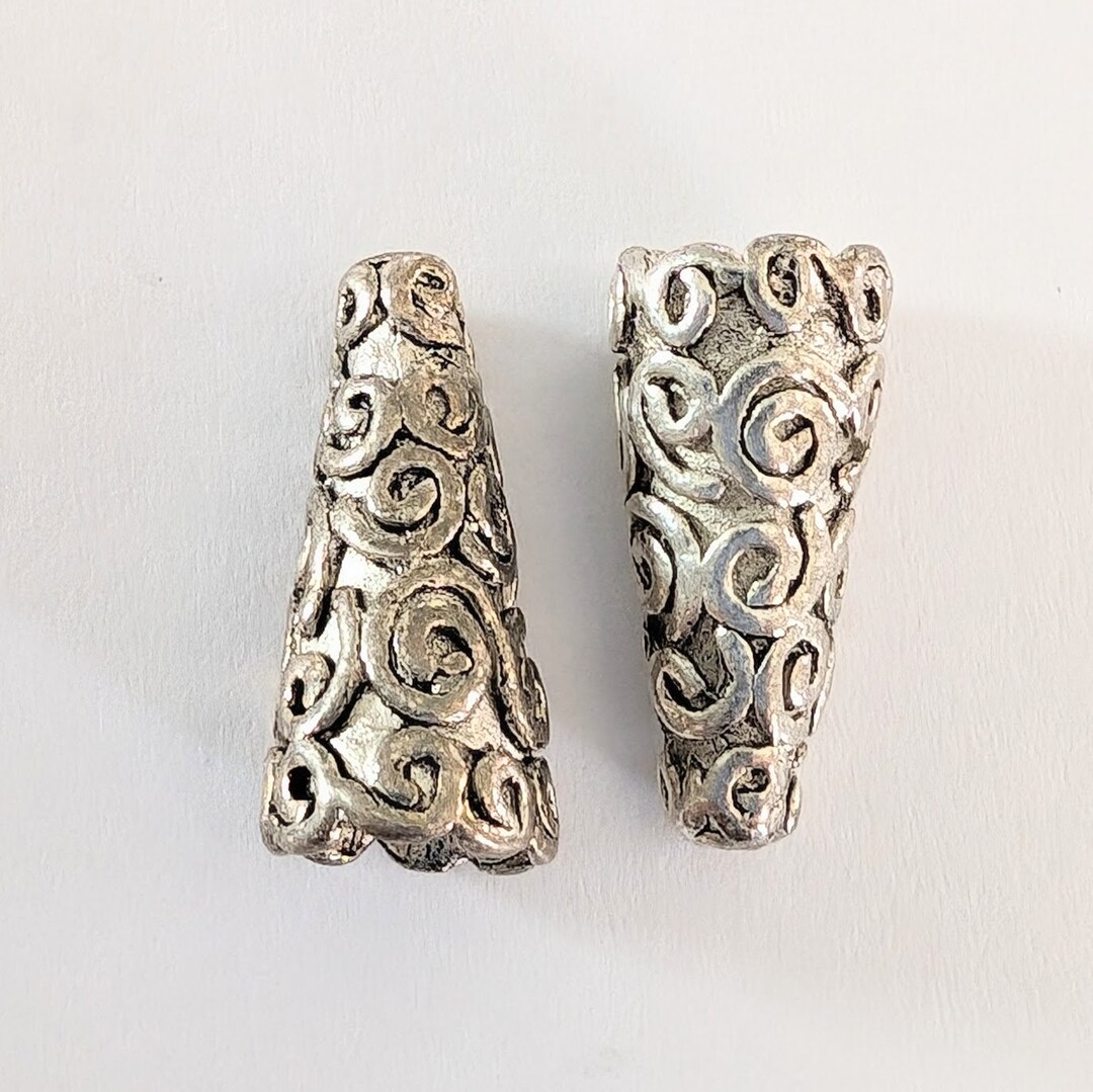 3 Swirl Design Silver Bead Cones or Tassel Caps - Etsy