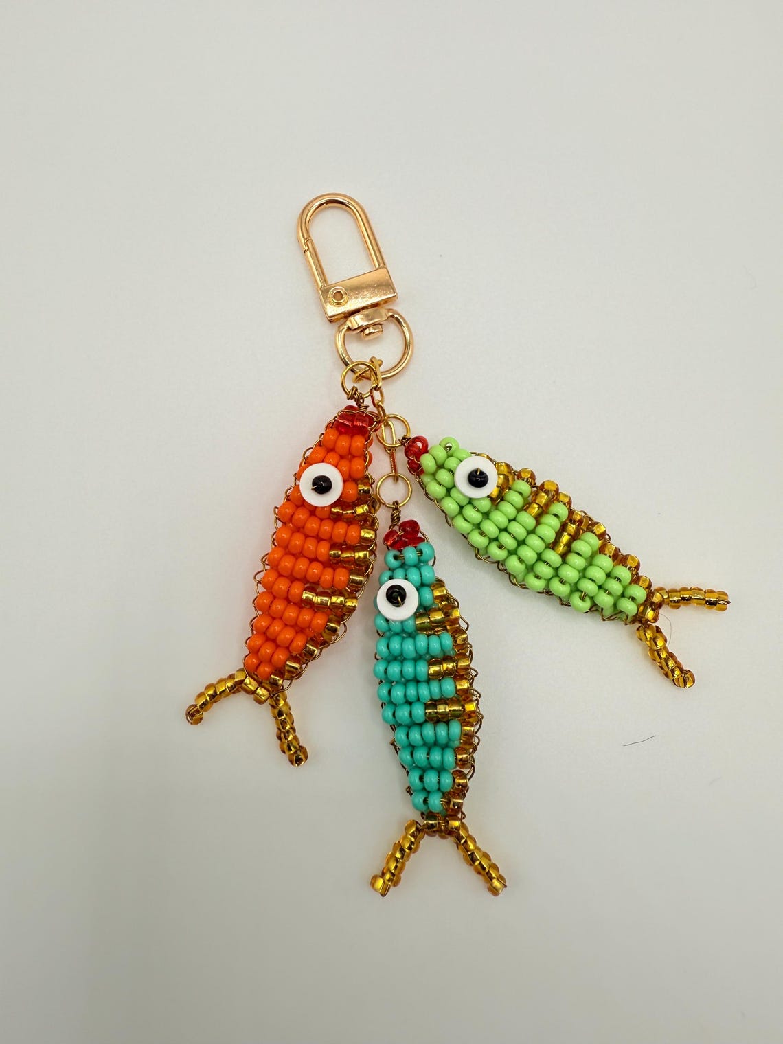 Beaded Fish Keychain: Colorful Handmade Charm, Tropical Bag Accessory ...