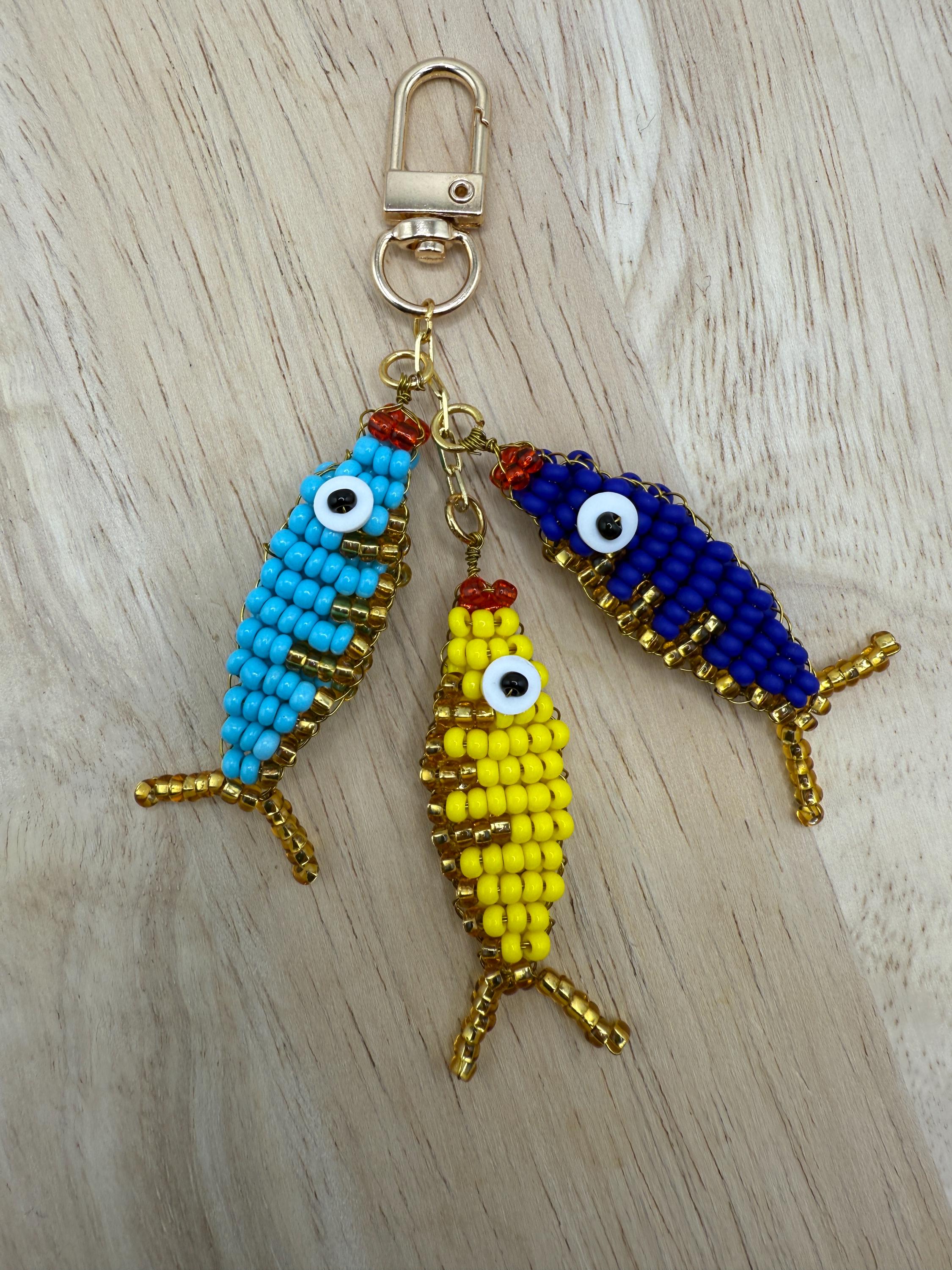 Beaded Fish Keychain: Colorful Handmade Bead Charm With Gold Clasp - Etsy