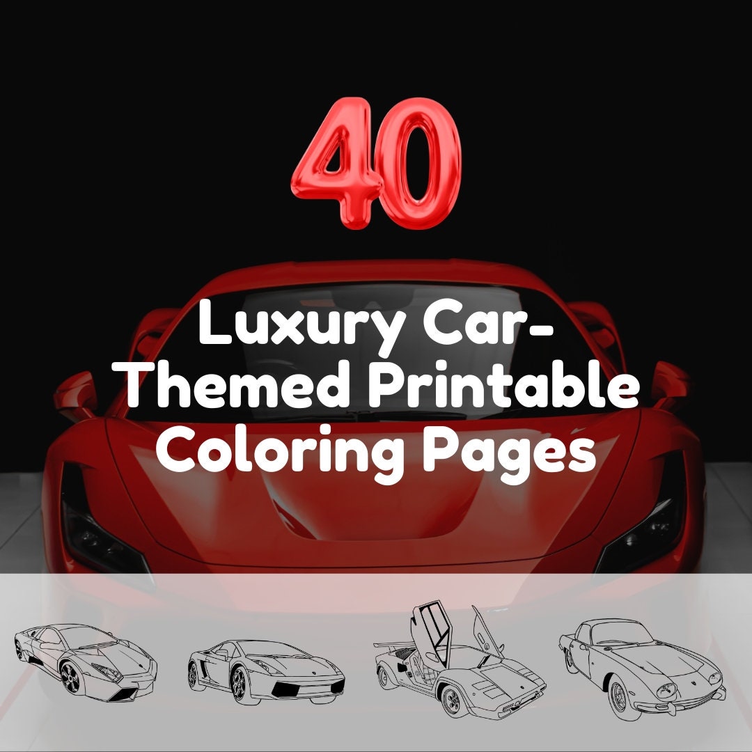 40 Luxury Car-themed Printable Coloring Pages for Kids - Etsy