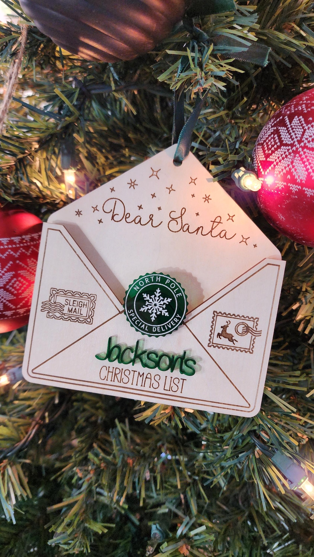 Letter to Santa, Dear Santa Envelope Ornament for Children's Wish List ...