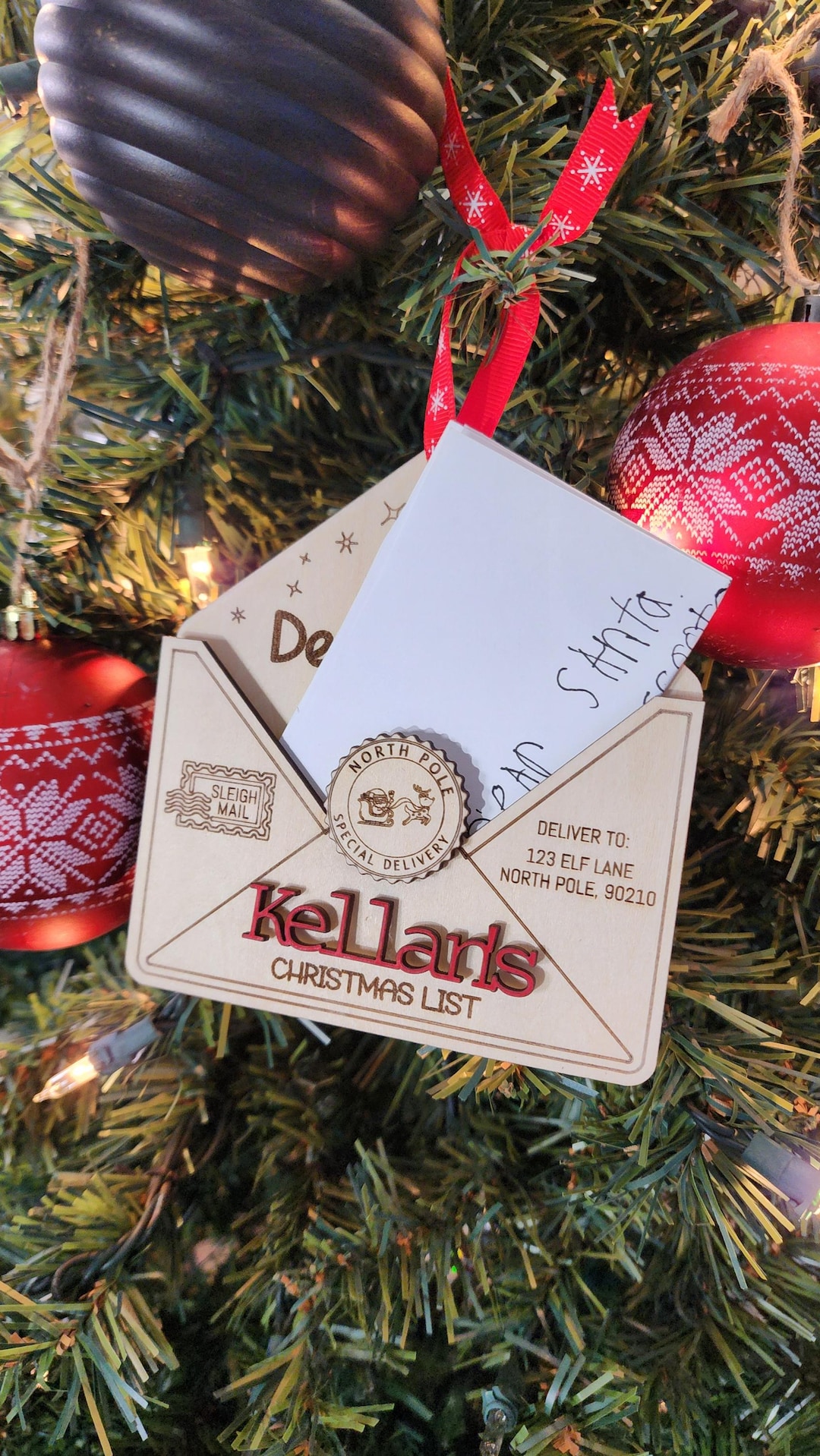 Letter to Santa, Dear Santa Envelope Ornament for Children's Wish List ...