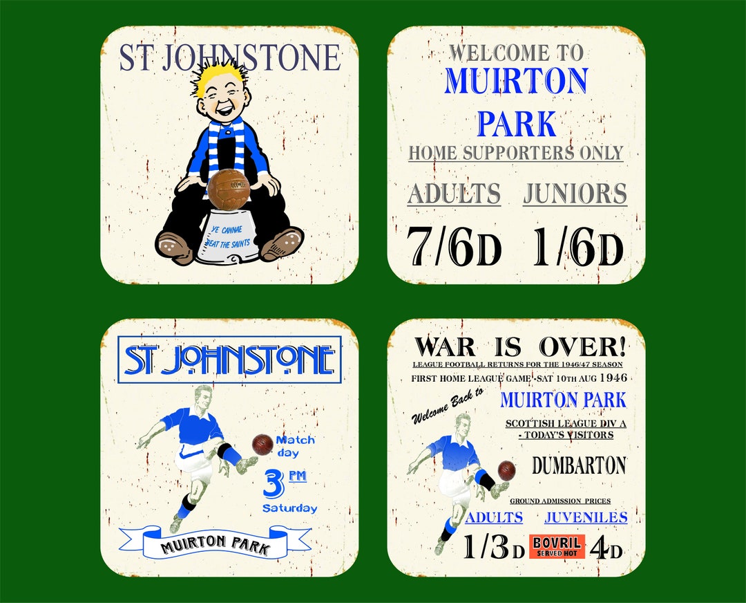 St Johnstone Fc Vintage Style Football Coasters Muirton Park Print ...
