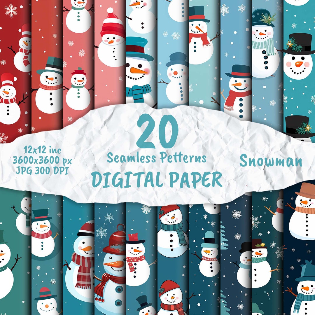 Snowman - Digital Paper, Christmas Patterns, Scrapbook Paper Pack ...
