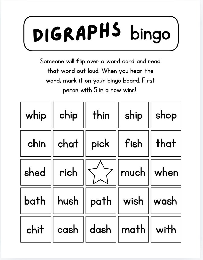 Diagraph Bingo Words - Etsy