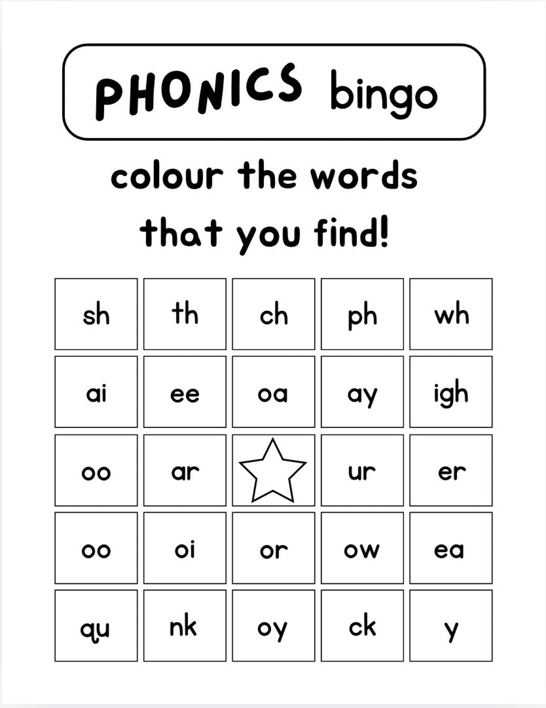 Phonics Bingo Cards for Kids - Fun and Educational Learning Game - Etsy