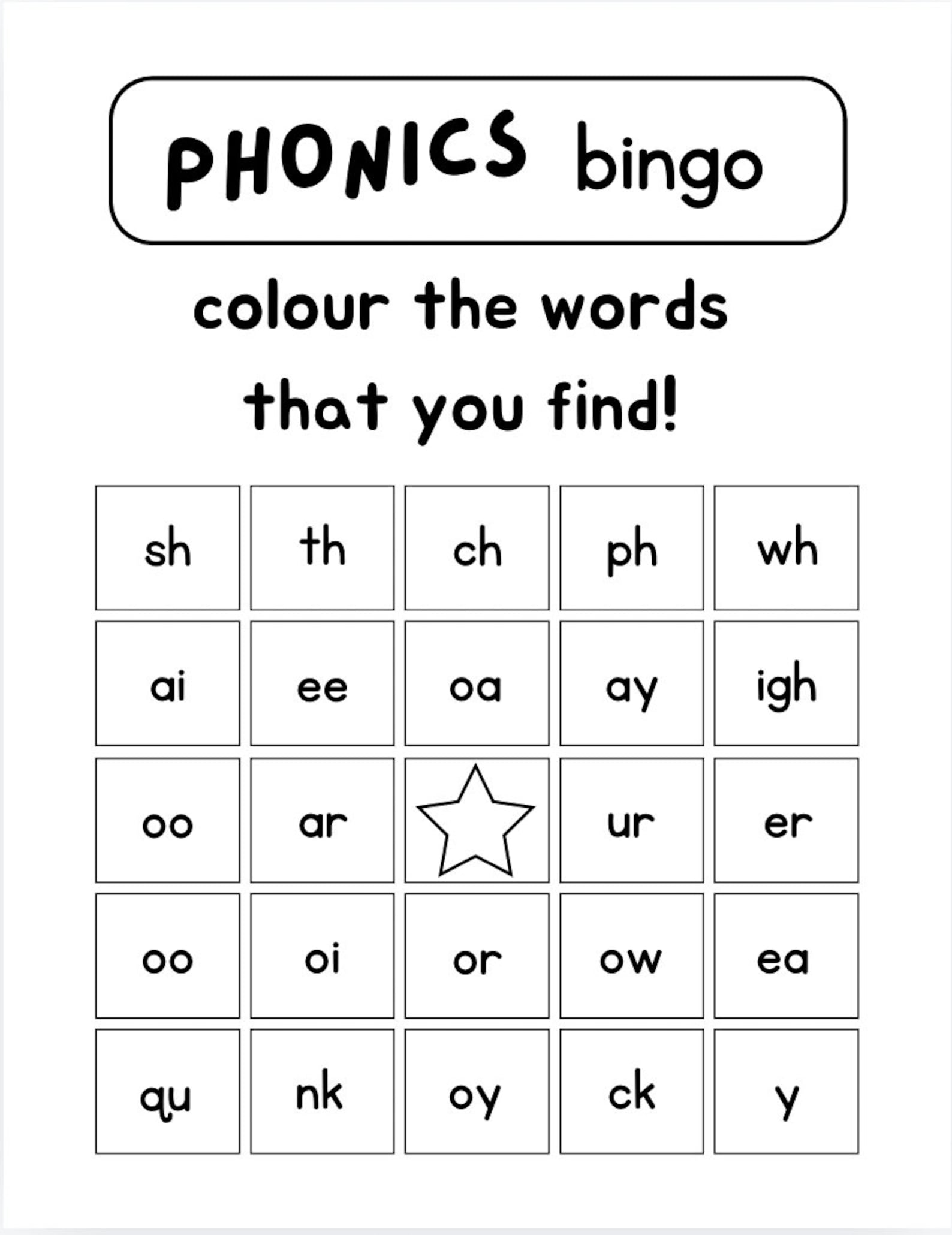 Phonics Bingo Cards for Kids - Fun and Educational Learning Game - Etsy