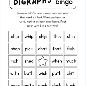 Diagraph Bingo Words - Etsy
