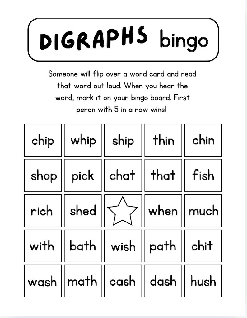 Diagraph Bingo Words - Etsy