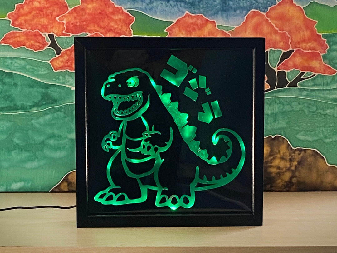 Godzilla Laser-cut Wood LED Sign Kaiju Illuminated Wall Decor - Etsy