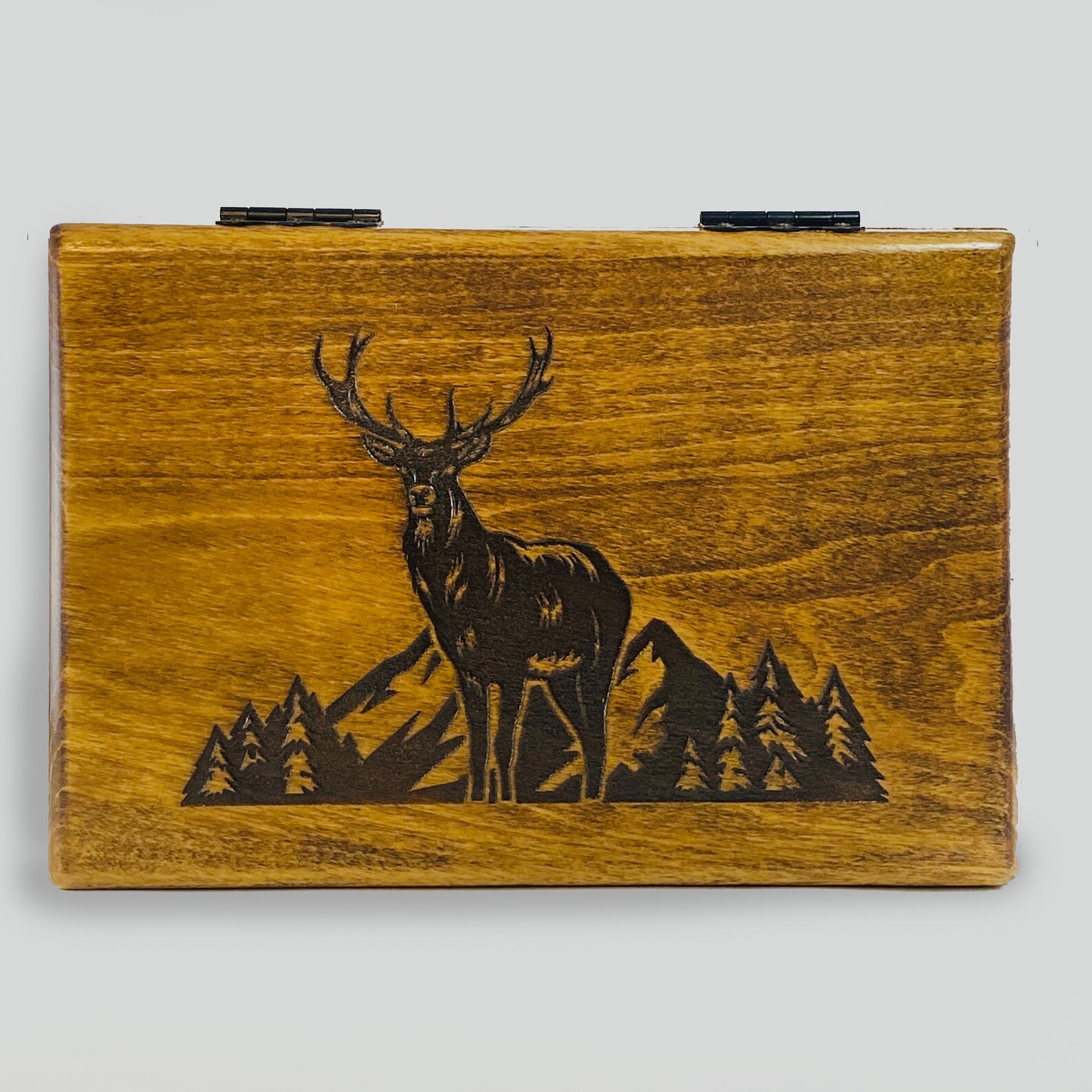 Poplar Keepsake Box With Deer and Mountain Engraving - Dove Tail ...