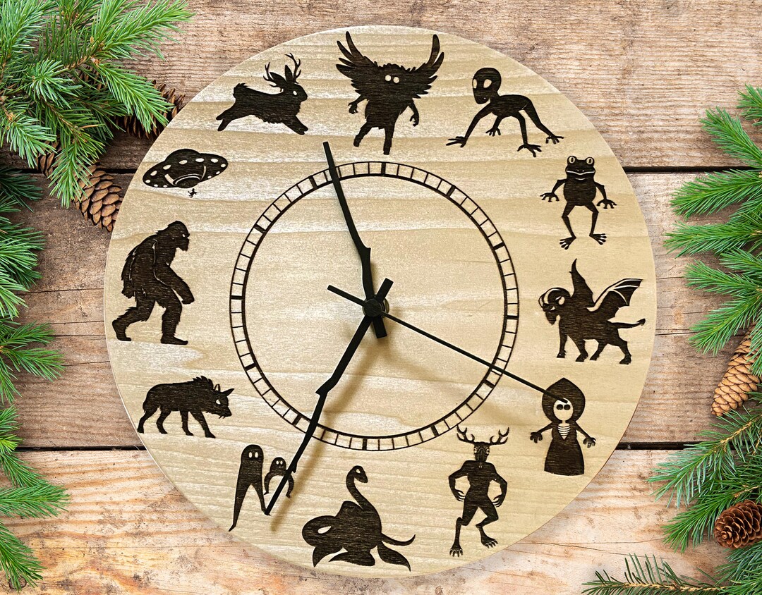 12 Cryptids Engraved Clock - Silent Quartz Movement - Etsy
