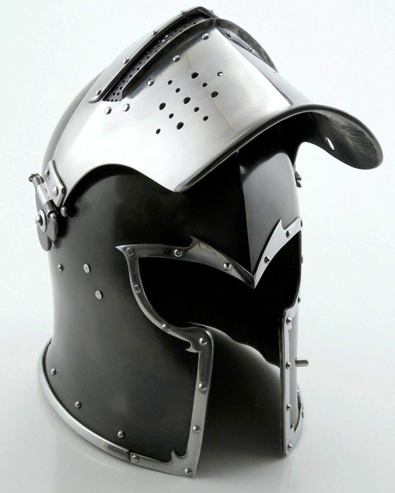 Viking Visored Barbuta Battle Knight Helmet Black Medieval Helm Armor ...