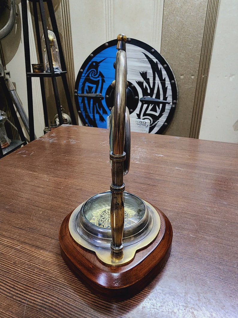 Nautical Elegance Antique Brass Desk Clock With Integrated Compass ...