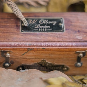 Vntage Brass Telescope With Wood Box -W. Ottway London 1915, Engraved ...