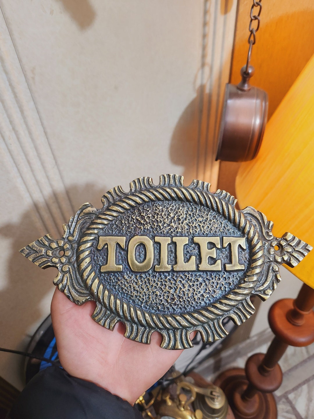 Vintage Style Cast Metal Toilet Door Sign - Hand-painted Industrial ...