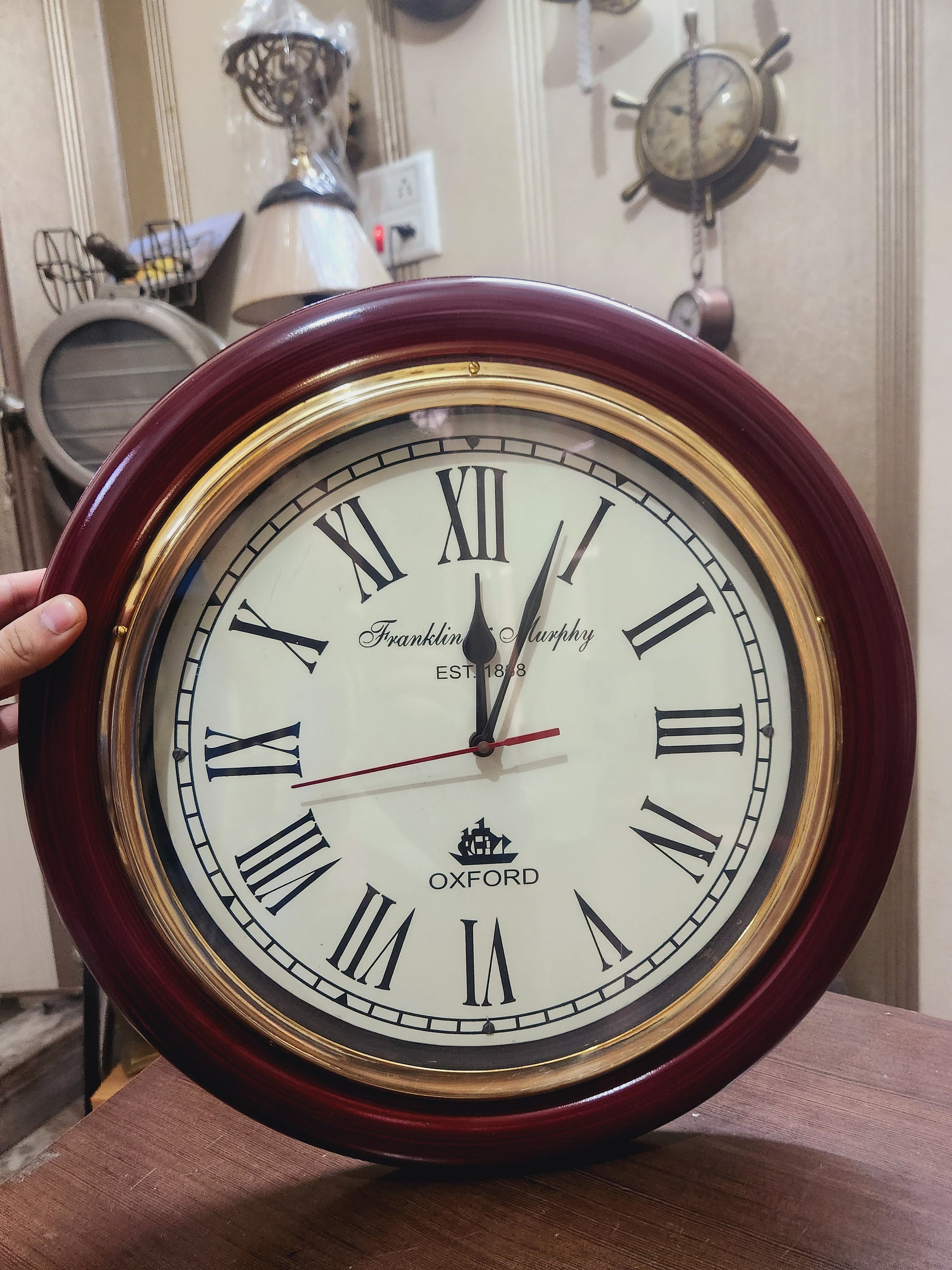 Handmade Brass & Wood Wall Clock Franklin Murphy Oxford 16 Inch - Etsy