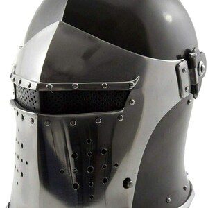 Viking Visored Barbuta Battle Knight Helmet Black Medieval Helm Armor ...