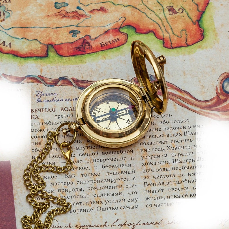 Vintage-inspired Brass Sundial Compass With Push Button 2 Inch Diameter ...