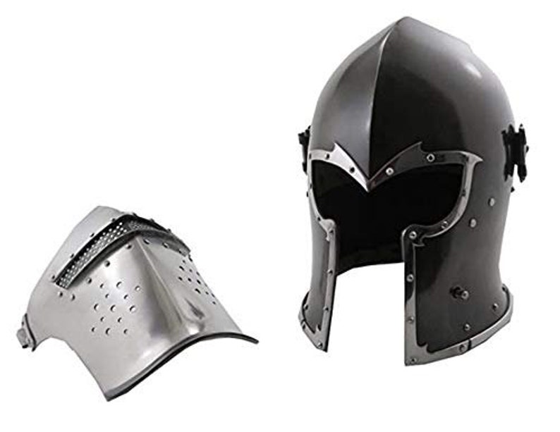 Viking Visored Barbuta Battle Knight Helmet Black Medieval Helm Armor ...