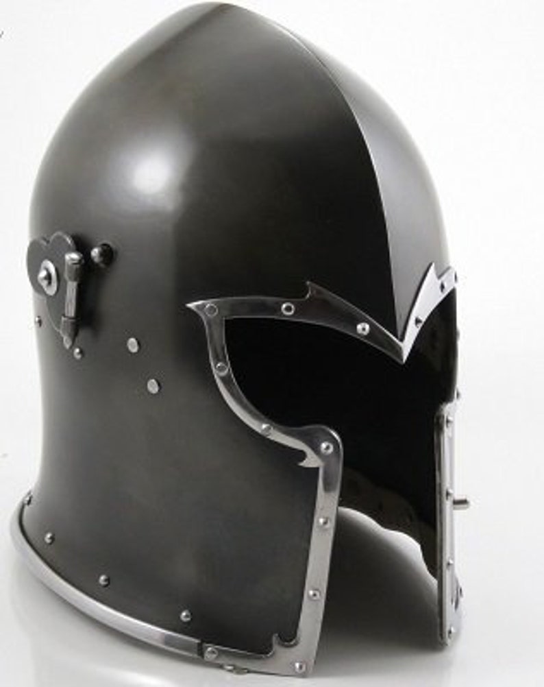 Viking Visored Barbuta Battle Knight Helmet Black Medieval Helm Armor ...