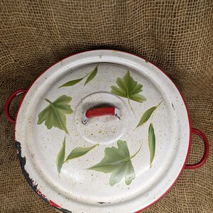 Vintage Red White Enamel Painted Canner - Etsy