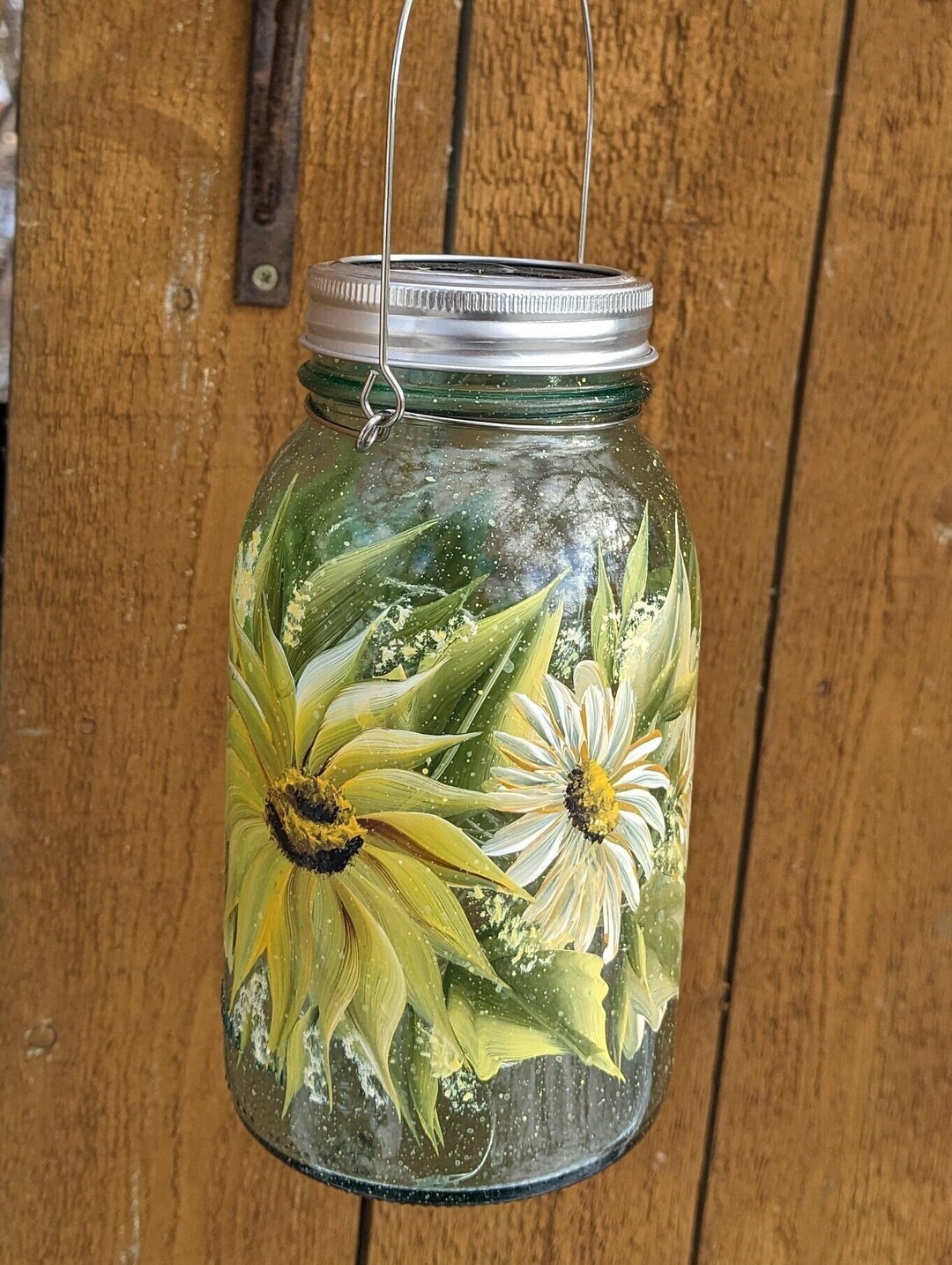 Hand Painted Sunflower Solar Lantern - Etsy