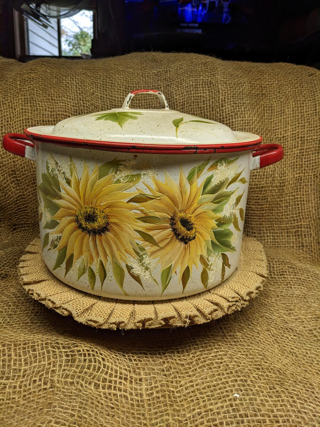 Vintage Red White Enamel Painted Canner - Etsy