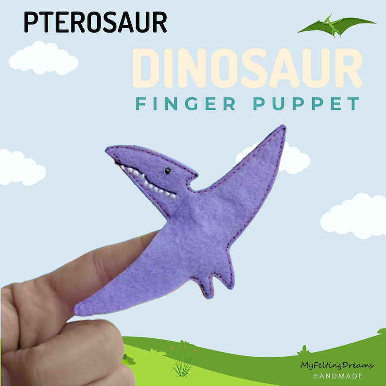 Felt Dinosaur Finger Puppets: Triceratops, Pterosaur, Brachiosaurus ...