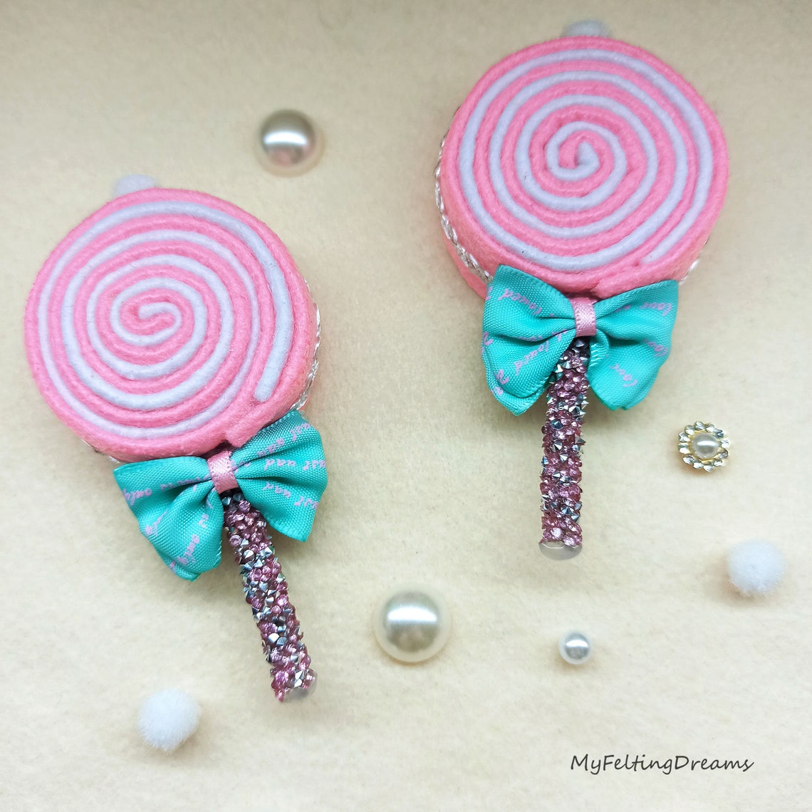 Pastel Pink Lollipop Christmas Ornament – Handmade Felt Holiday Decor ...