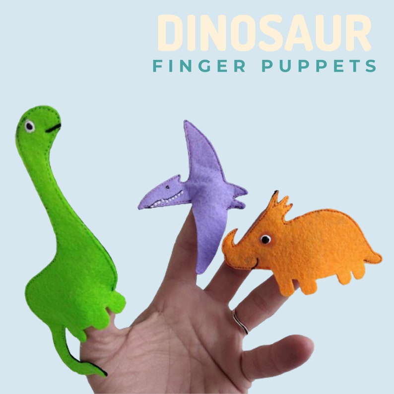 Felt Dinosaur Finger Puppets: Triceratops, Pterosaur, Brachiosaurus ...