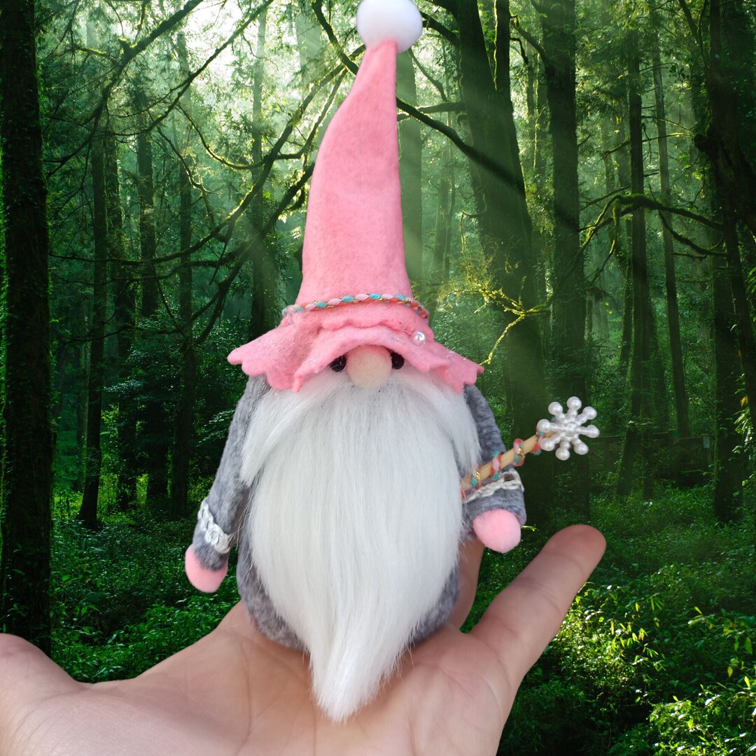 Pink Gnome Forest Wizard Christmas Ornament, Magic Gnome Stuffed Doll ...