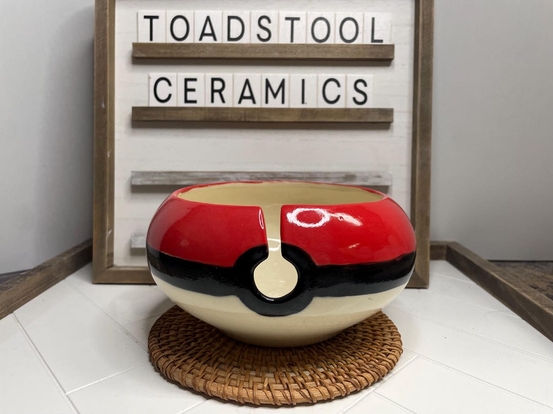 Handmade Ceramic Pokeball Yarn Bowl, Nerdy Crochet Knitting Gift - Etsy