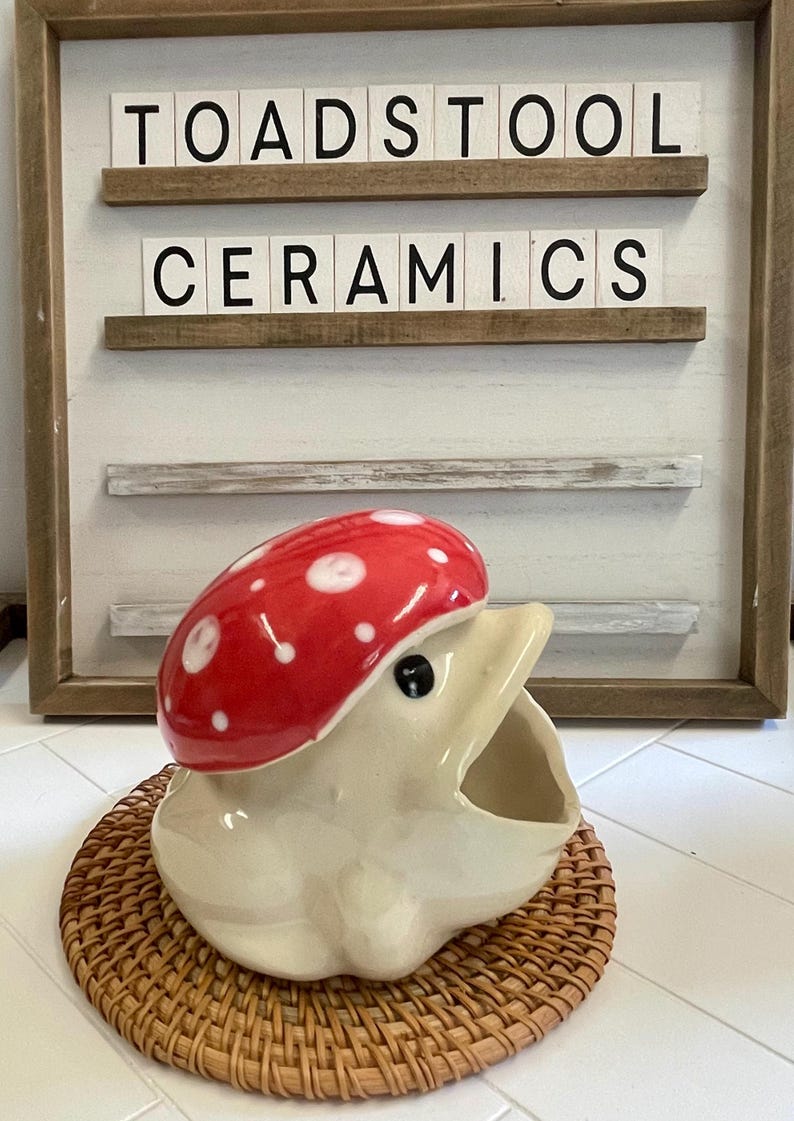 Handmade Toadstool Frog Pottery: Whimsical Mushroom Decor - Etsy