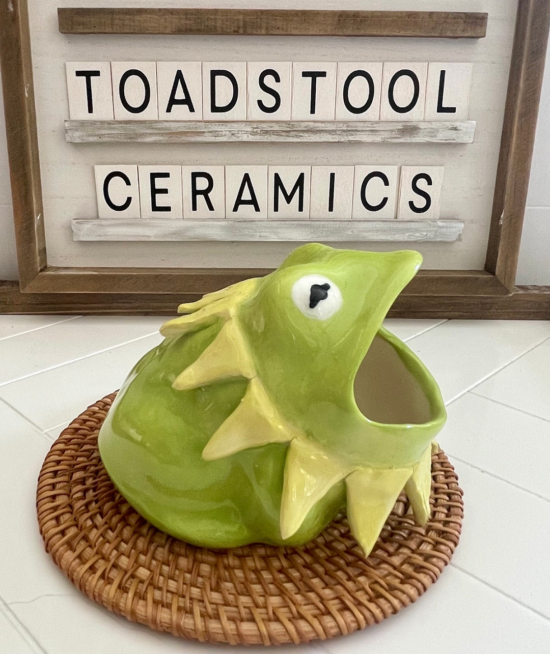 Kermie Frog Scrubby Holder ! Super Cute! Homemade Pottery - Etsy