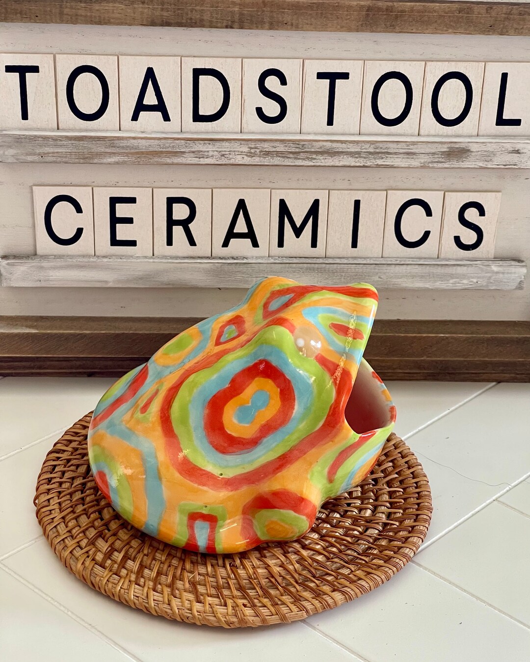 Trippy Frog Scrubby Holder Homemade Pottery Very Groovy - Etsy