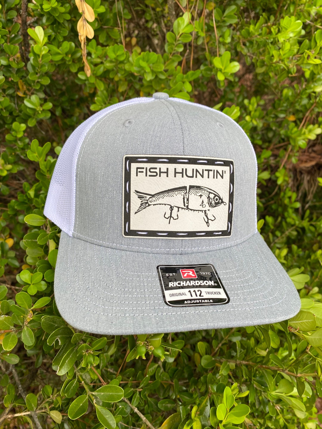 Fishing, Glide Bait Hat, Cap, Leather Engraved, Leather Patch Hat ...