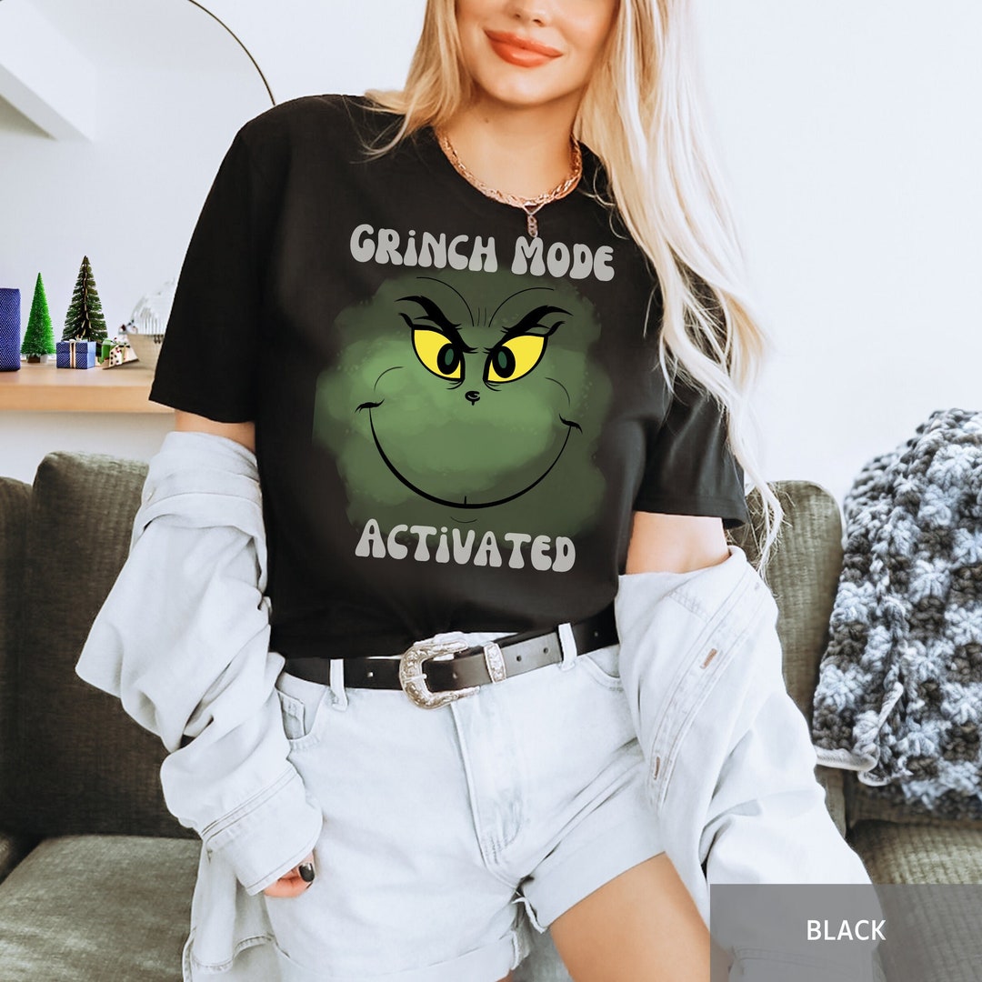 Grinch Face Shirt, Xmas Outfit, Funny Christmas Shirt Holiday Tee ...
