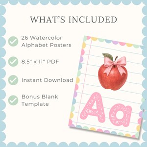 Watercolor Alphabet Posters A–Z | Pastel Classroom Decor | Coquette ...