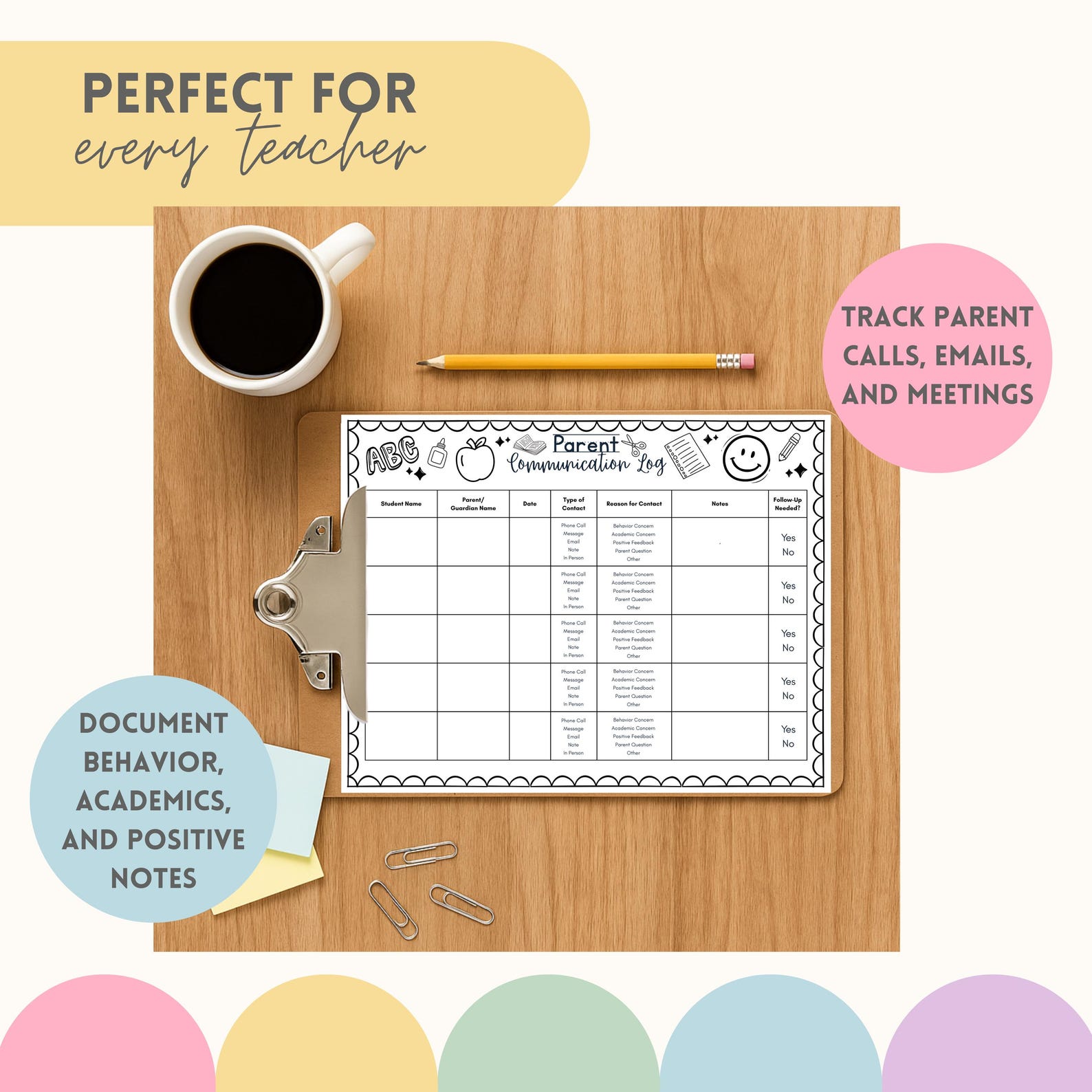 Parent Communication Log | Teacher Contact Log | Printable PDF | Parent ...