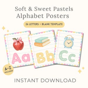 Watercolor Alphabet Posters A–Z | Pastel Classroom Decor | Coquette ...
