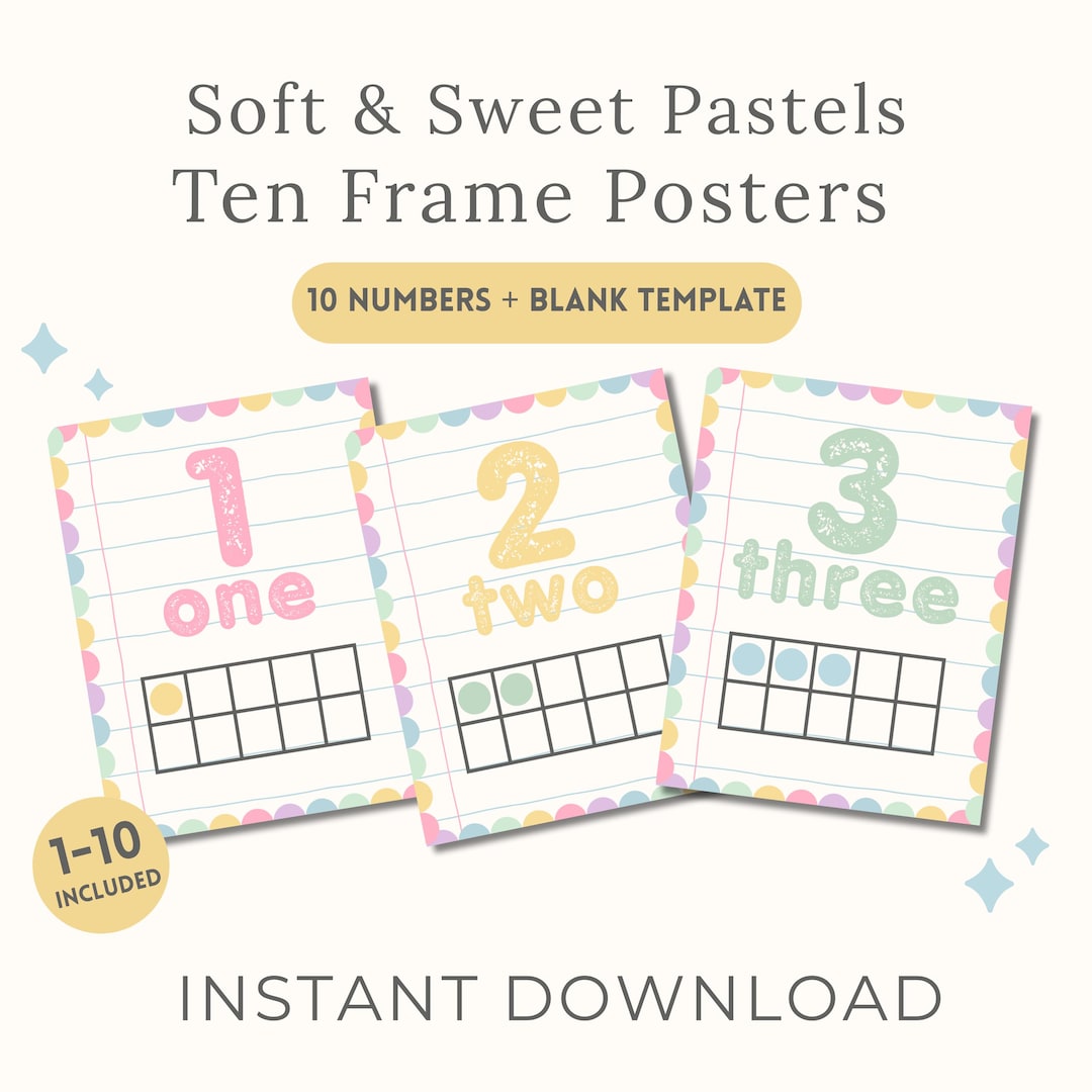 Watercolor Ten Frame Posters 1-10 | Pastel Classroom Decor | Coquette ...