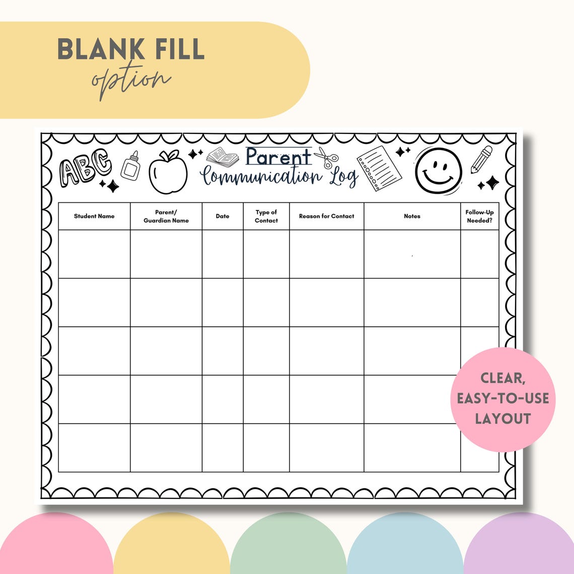 Parent Communication Log | Teacher Contact Log | Printable PDF | Parent ...