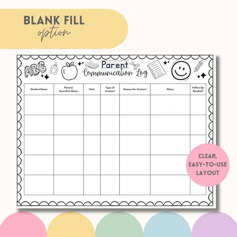 Parent Communication Log | Teacher Contact Log | Printable PDF | Parent ...